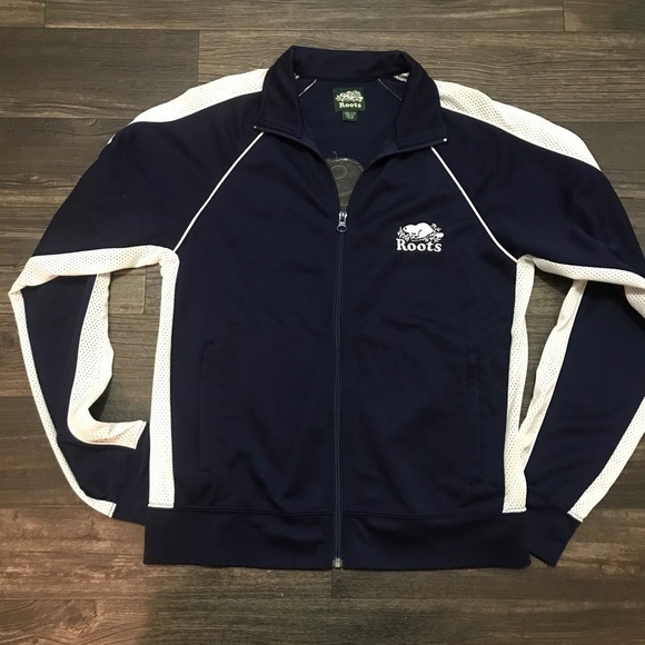 Roots | Jackets & Coats | Roots Varsity Zipper Jacket Blue And White ...
